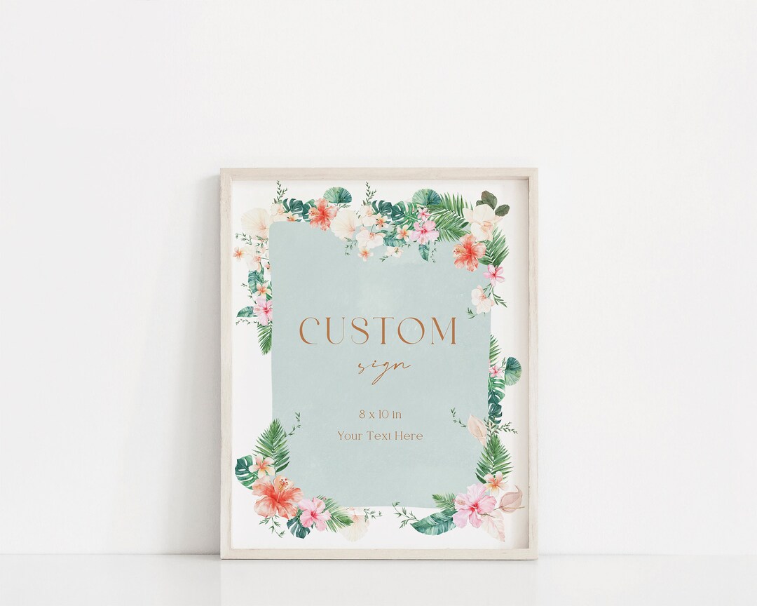 Editable Tropical Custom Sign Printable Hawaiian Table Sign Aloha Baby ...