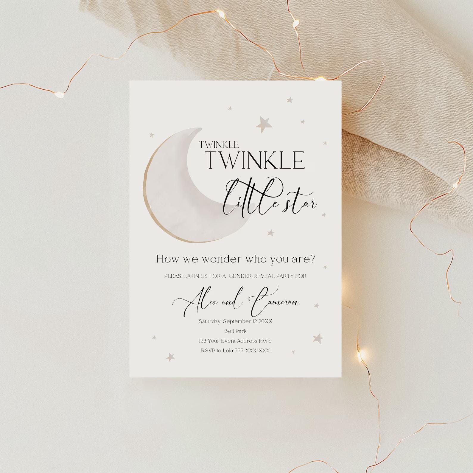 Editable Over the Moon Baby Shower Invitation Printable Half Moon and ...