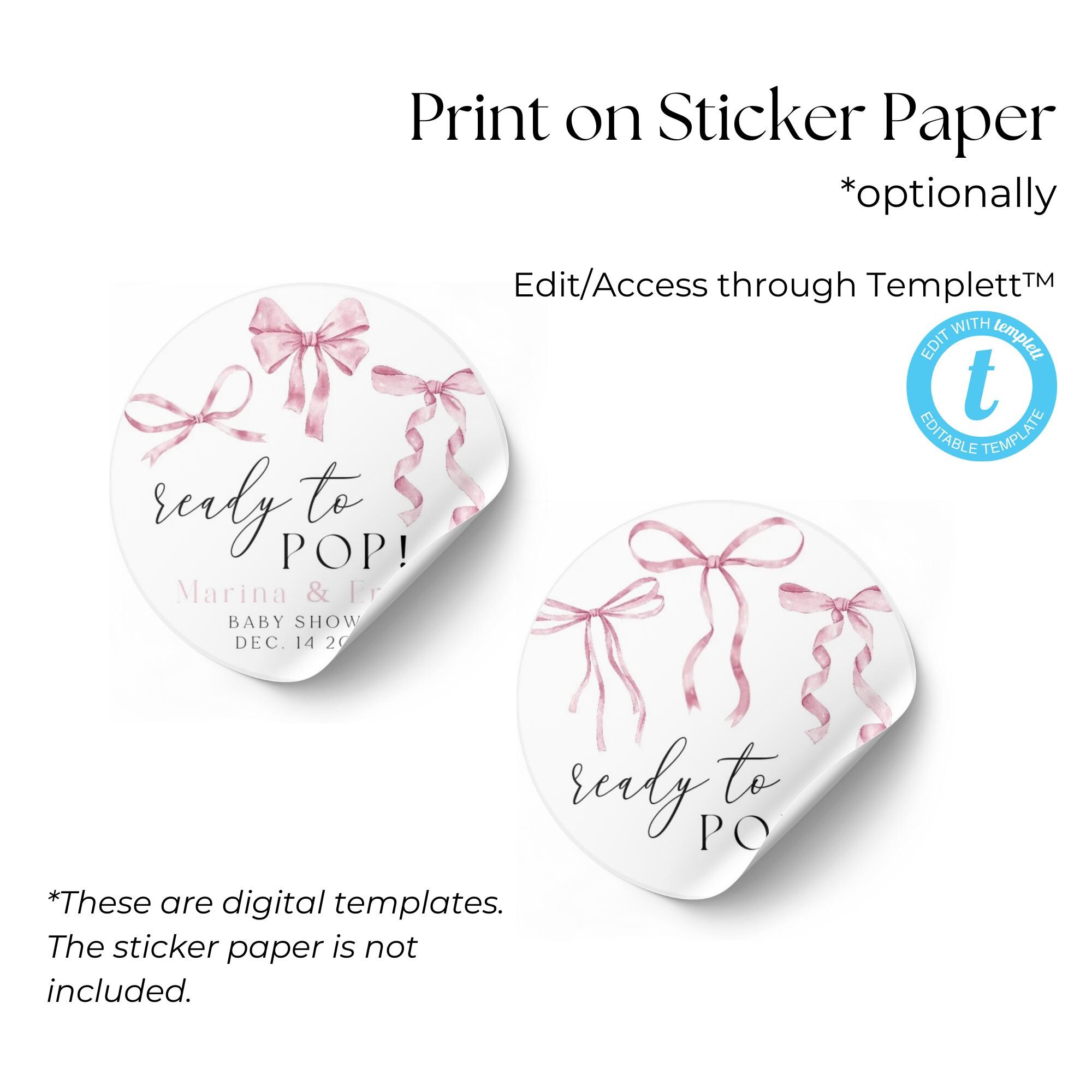 Editable Popcorn Label Printable Ready to Pop Coquette Bow Sticker ...