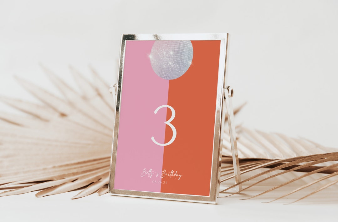 Printable Disco Table Number Sign Disco 70's Theme Editable Table ...