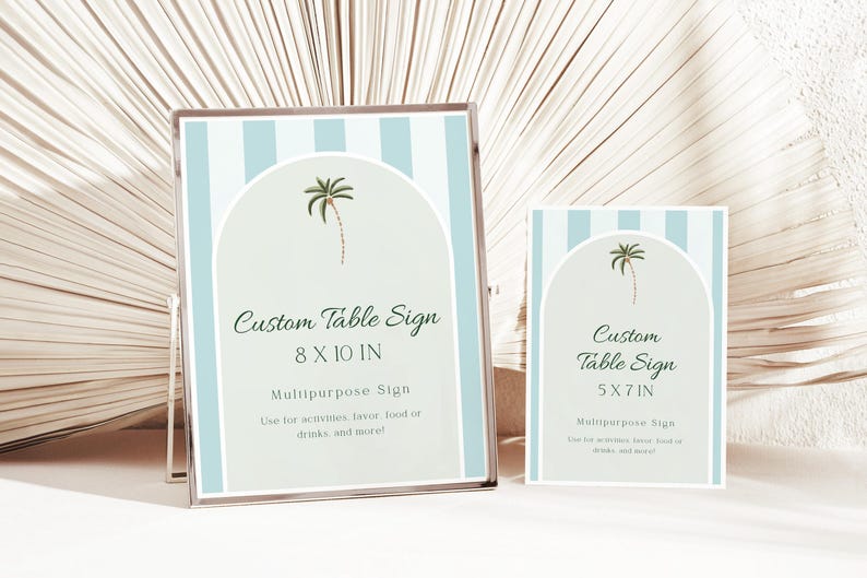 Editable Table Sign Beach Club Birthday Printable Cabana Theme Birthday ...