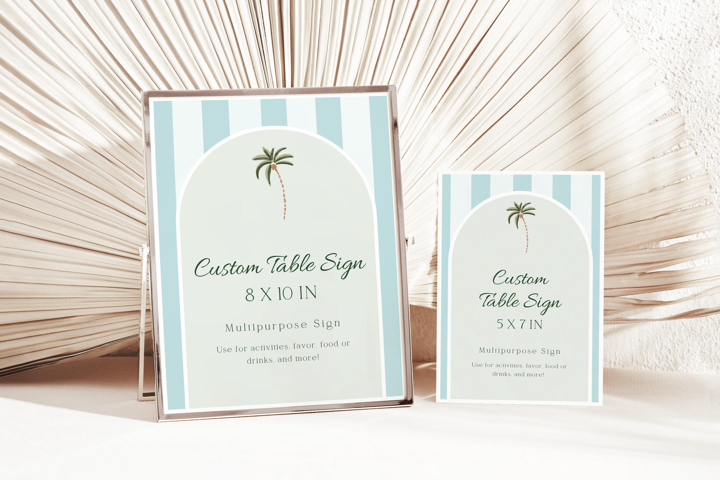Editable Table Sign Beach Club Birthday Printable Cabana Theme Birthday ...