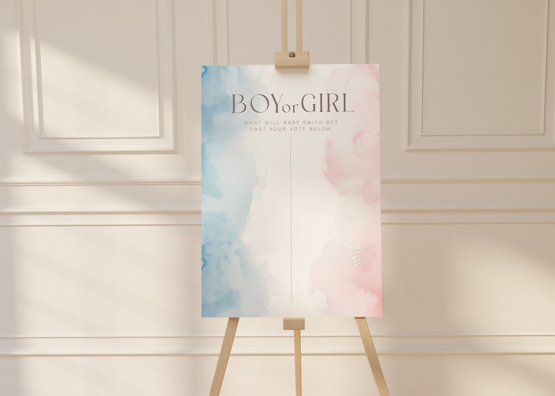 Editable Boy or Girl Gender Voting Sign Gender Reveal Baby Gender ...