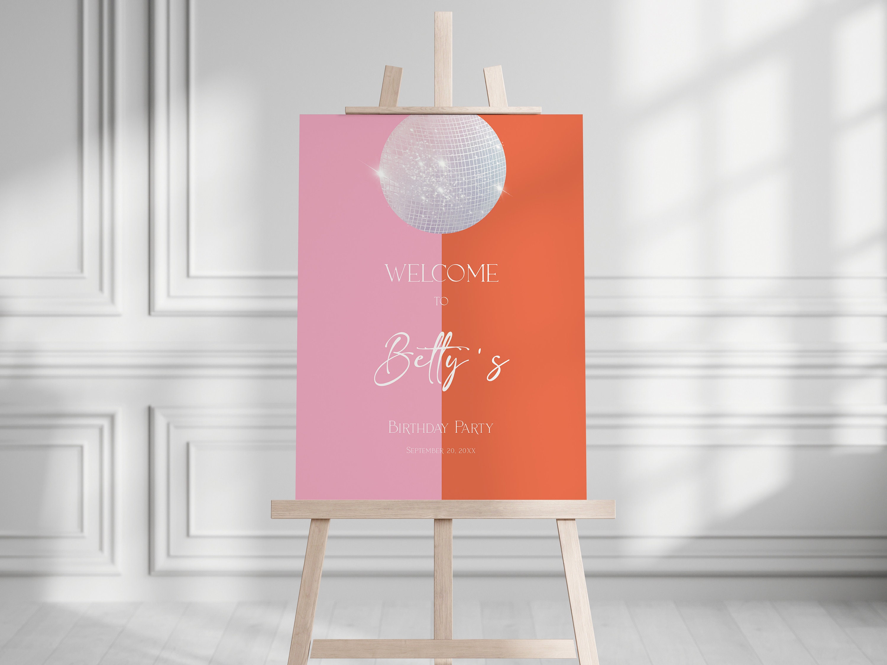 Printable Disco Birthday Party Welcome Sign Retro Disco Ball Adult ...