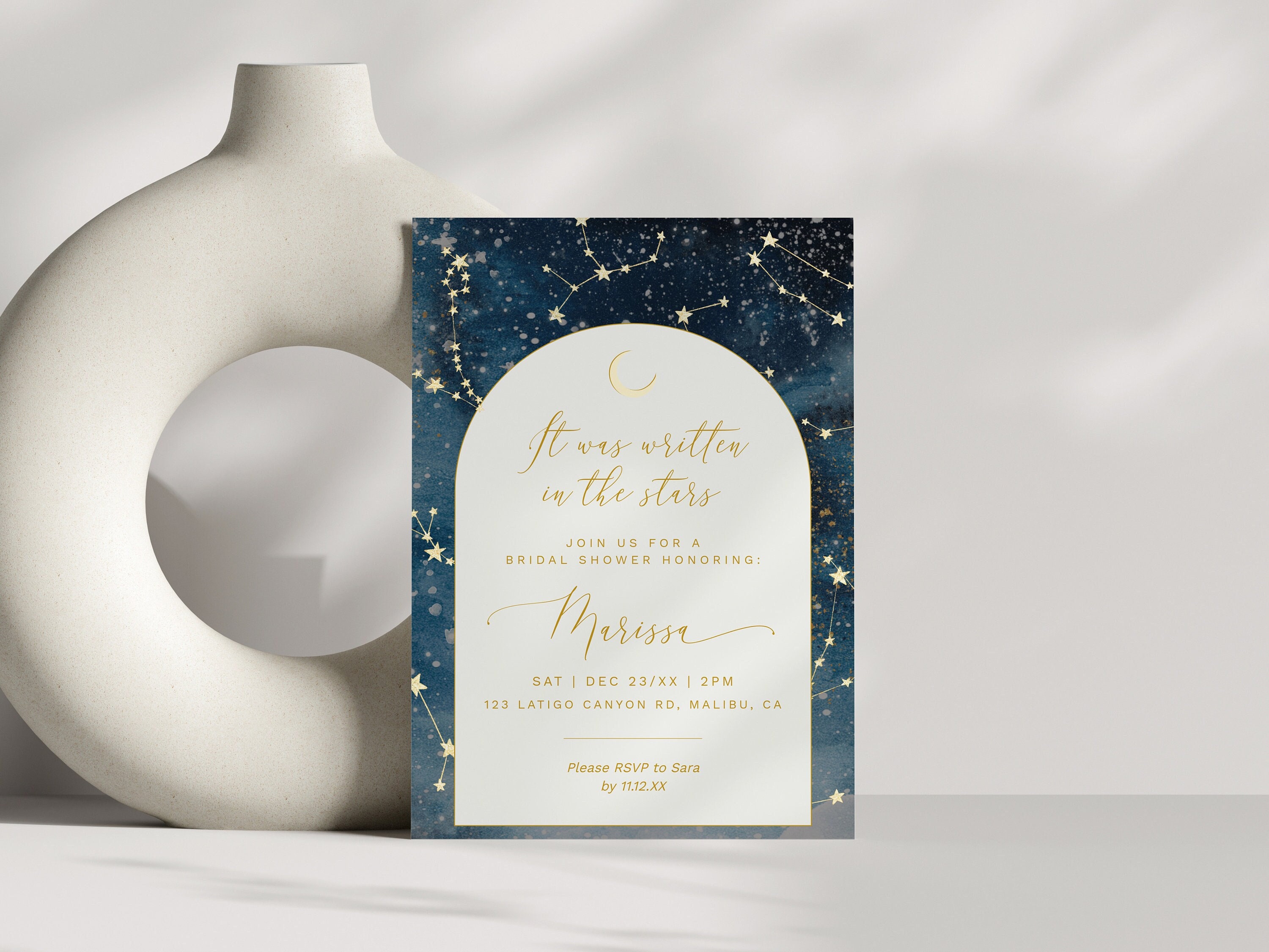 Editable Starry Night Bridal Shower Invitation Printable Celestial ...