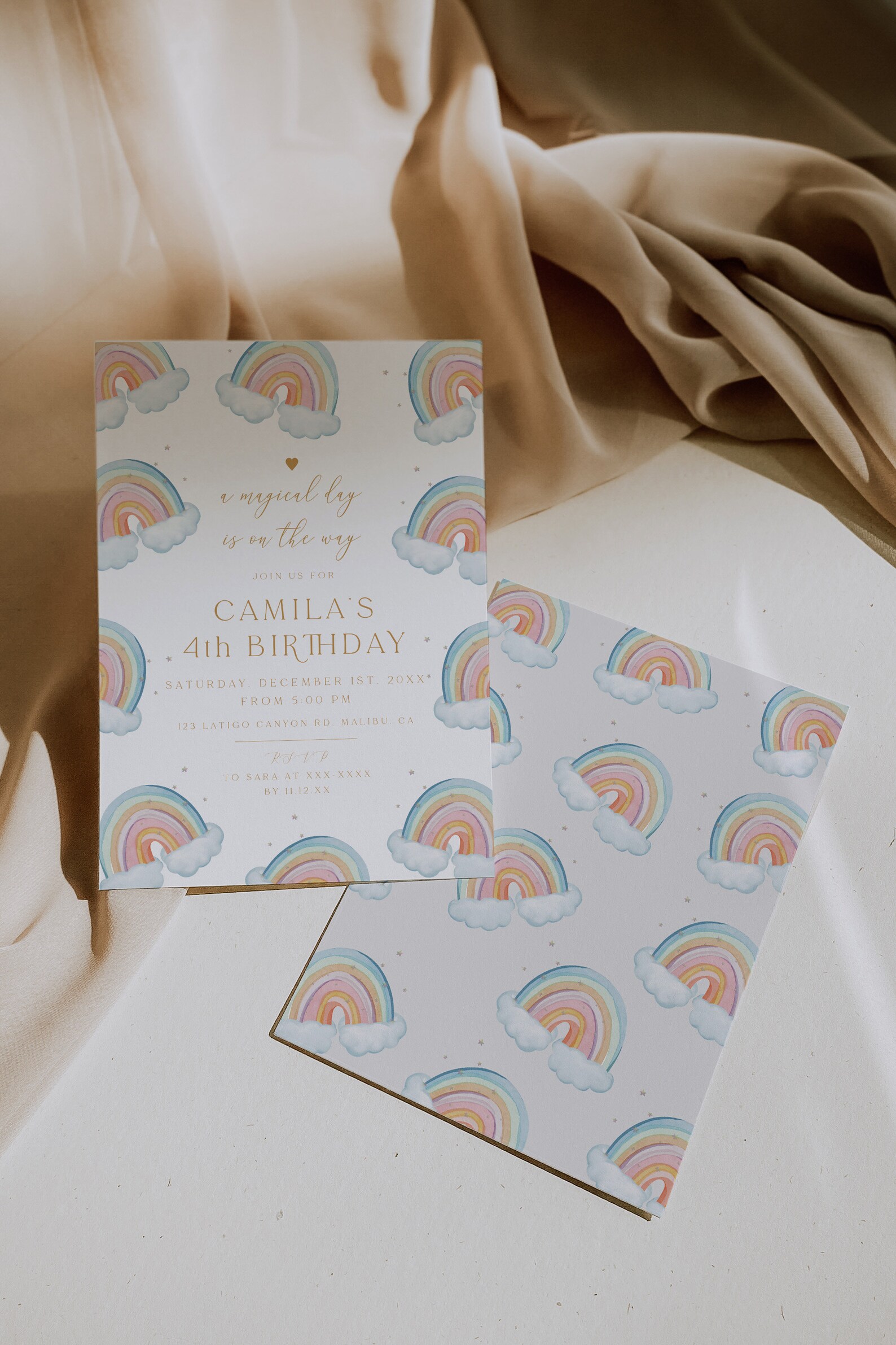 Editable Birthday Rainbow Invitation Printable Colorful Rainbow and ...