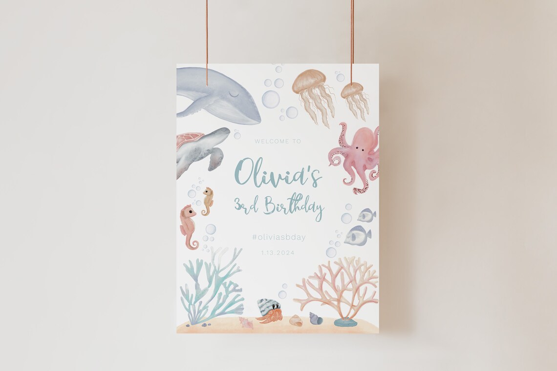 Editable Welcome Sign Under the Sea Birthday Printable Outdoor Welcome ...