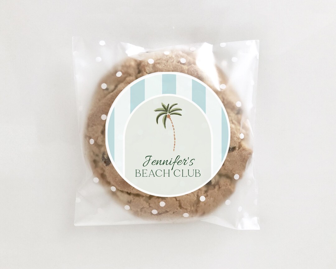 Editable Round Sticker Beach Club Birthday Label Printable Cabana Theme ...