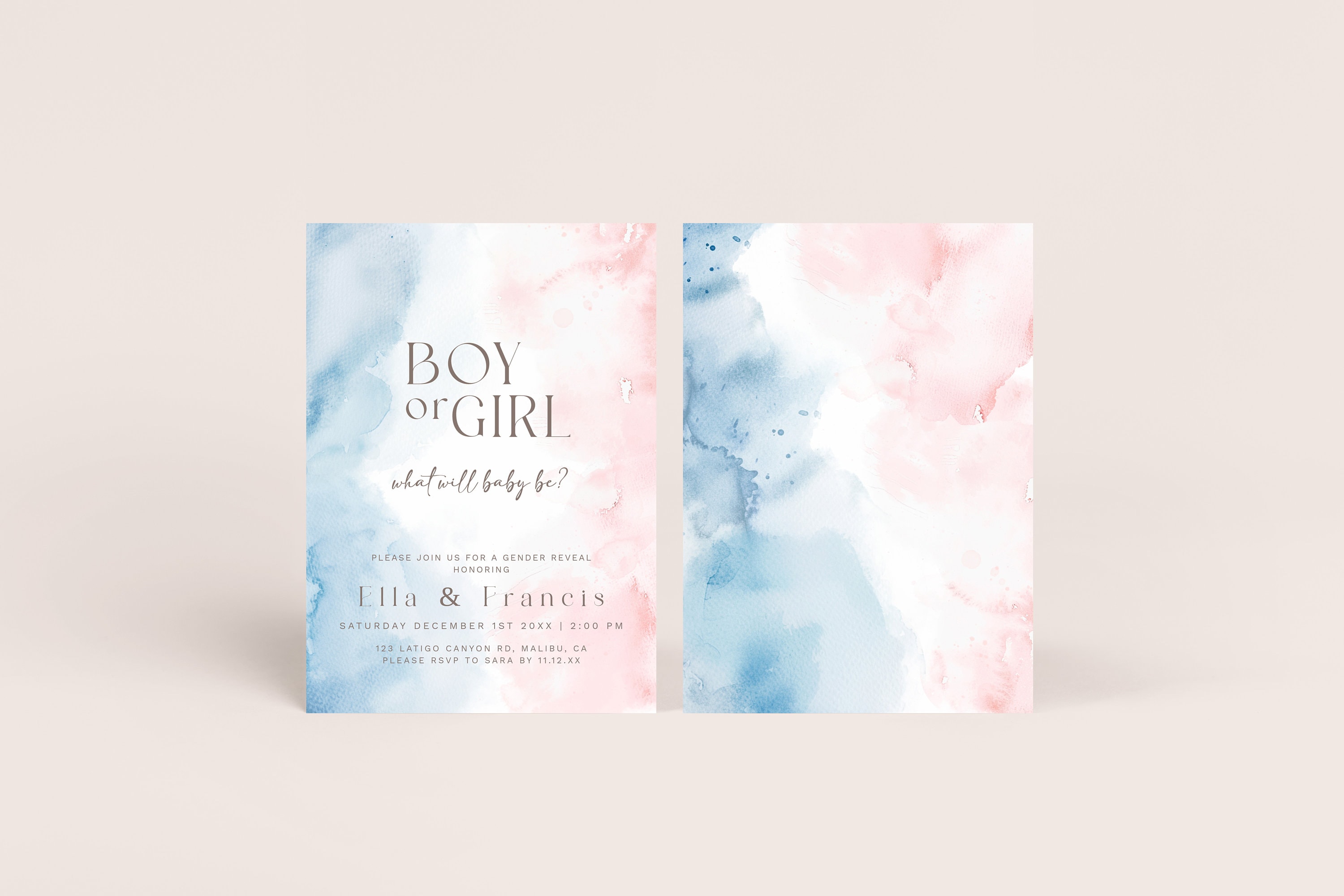 Editable Pink and Blue Gender Reveal Invitation Printable Classic Boy ...