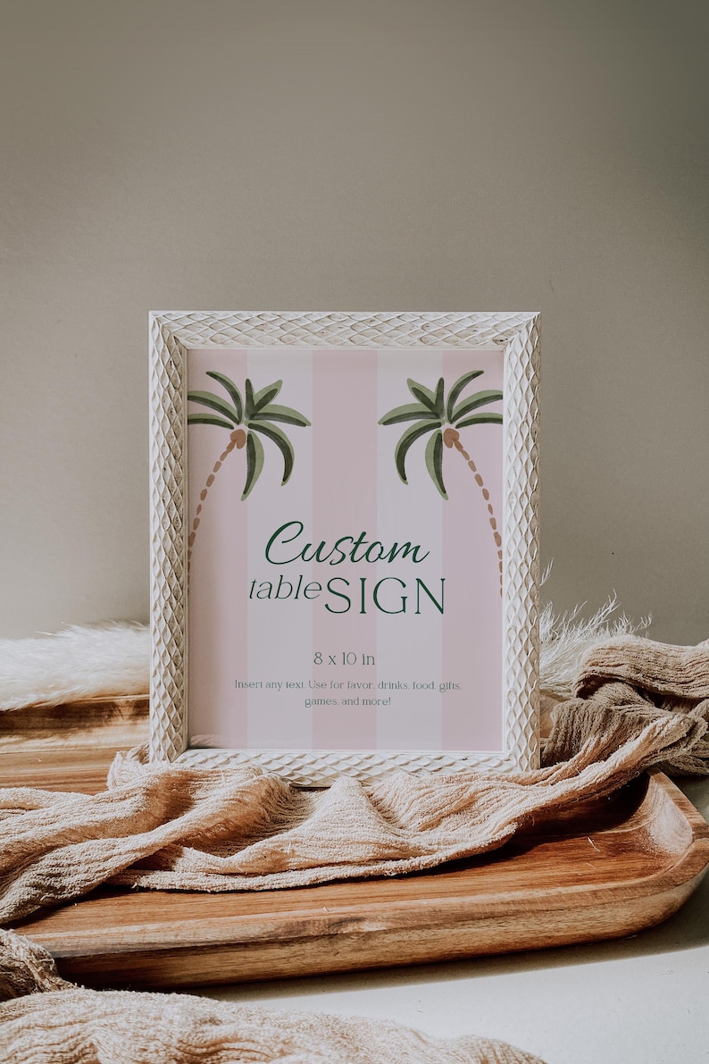 Editable Cabana Table Sign Beach Club Birthday Custom Sign Printable ...