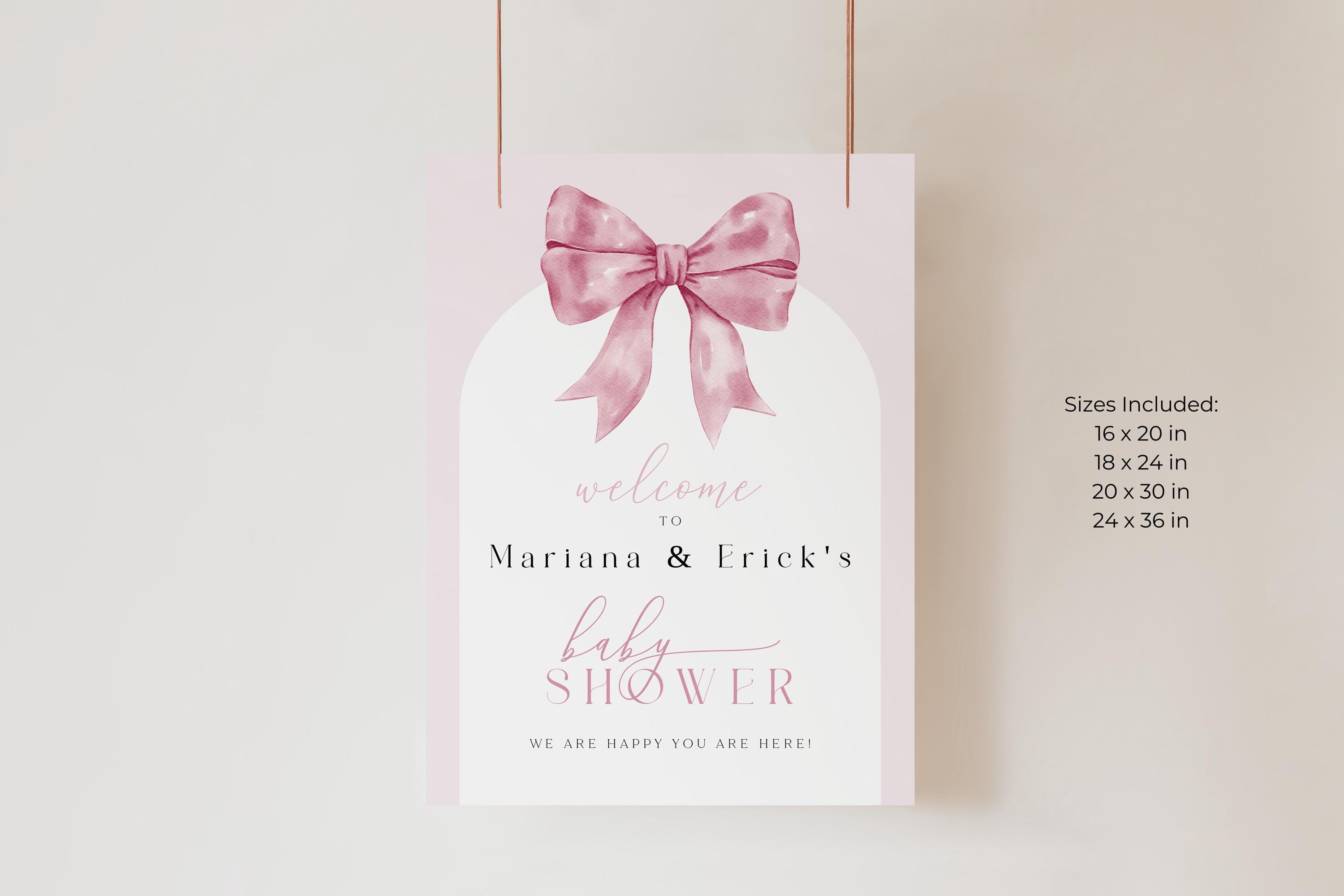 Editable Coquette Welcome Sign Printable Pink Bow Baby Shower Welcome ...