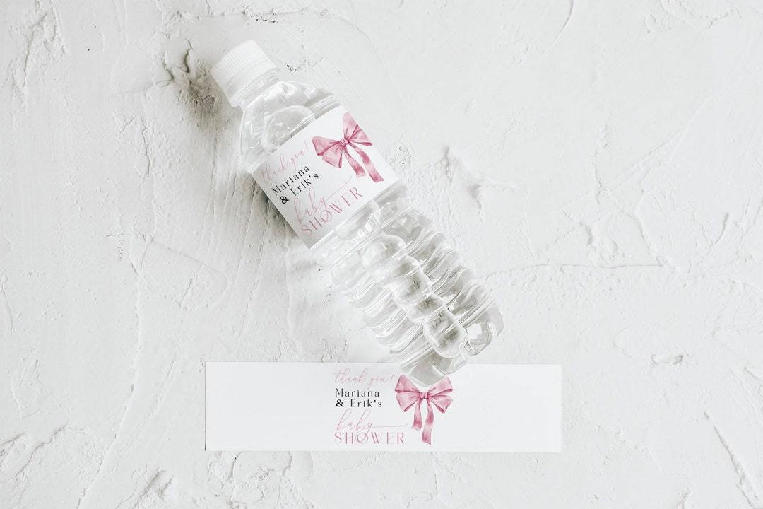 Editable Coquette Theme Water Bottle Label Printable Pink Bow Bottle ...