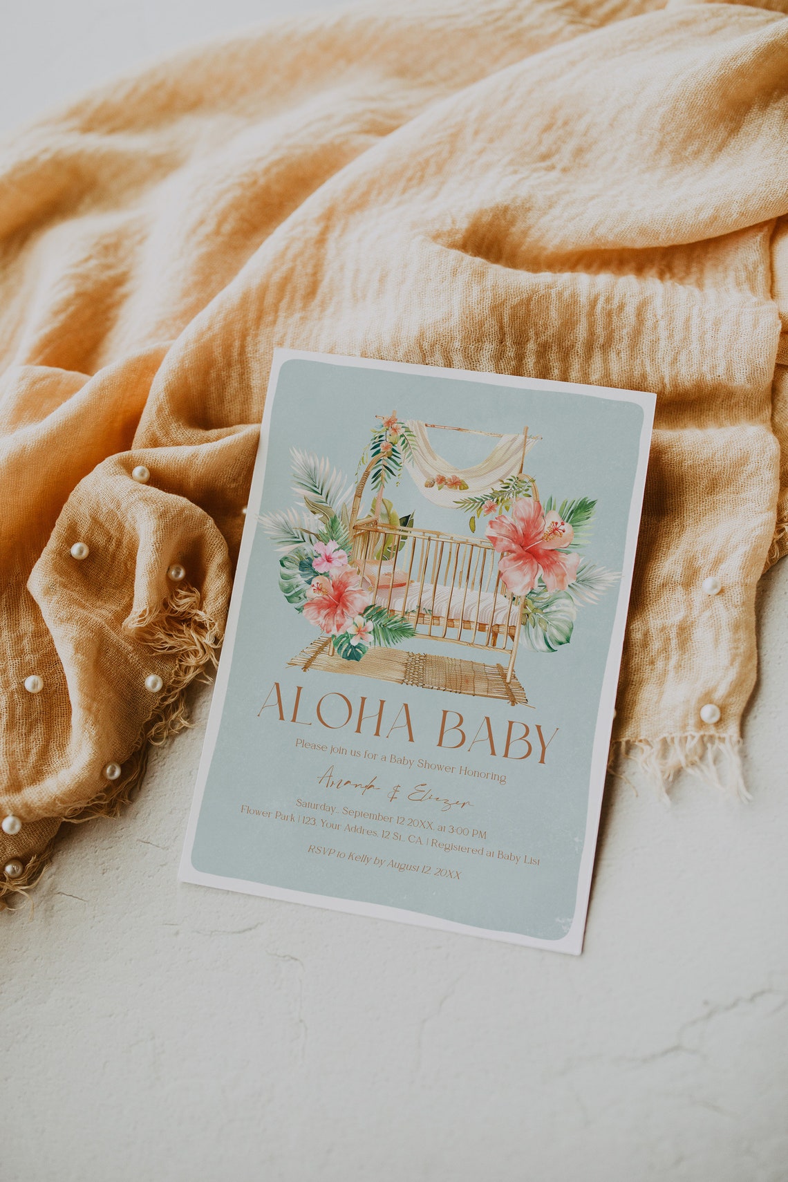 Editable Aloha Baby Shower Invitation Printable Hawaiian Baby Shower ...