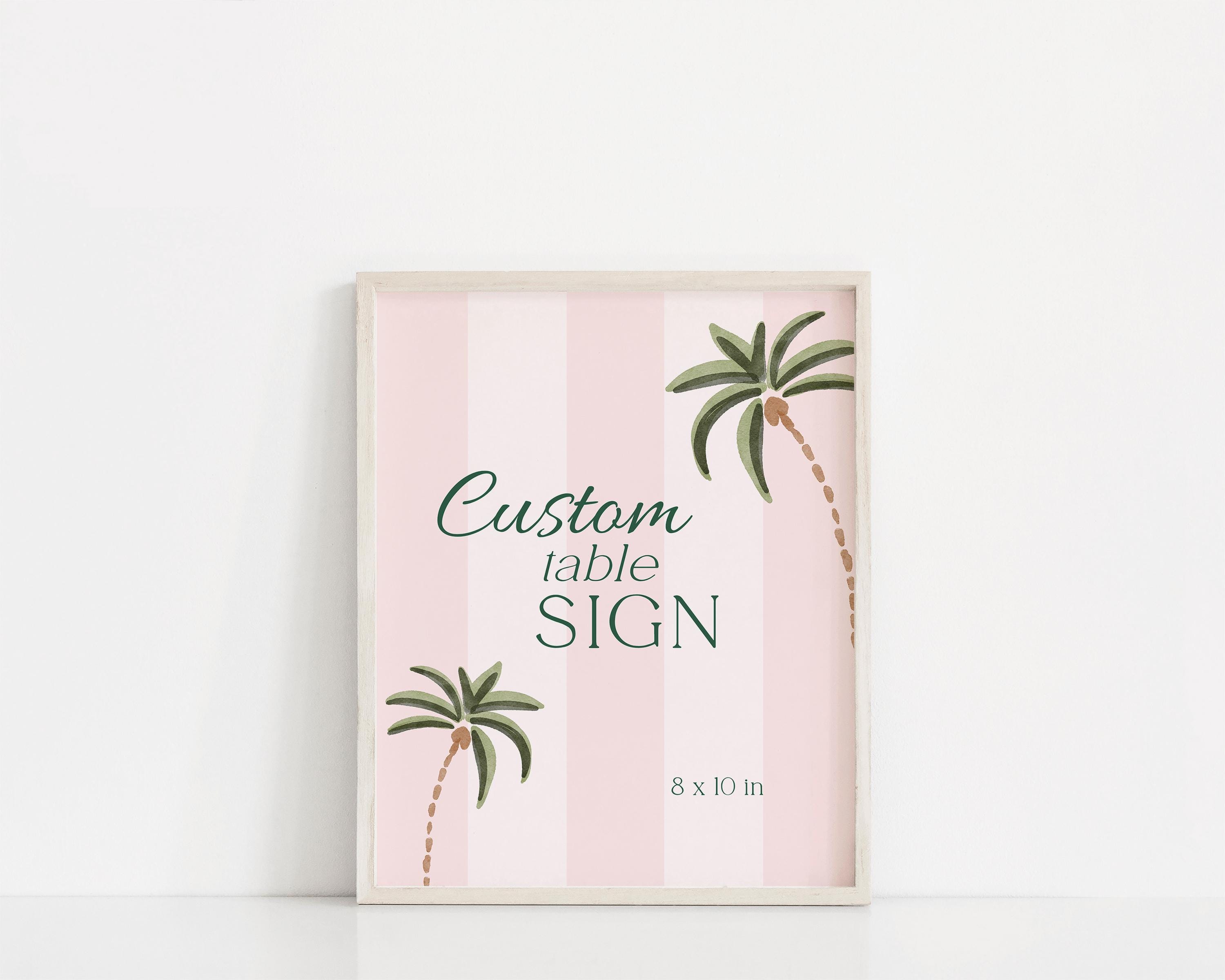 Editable Cabana Table Sign Beach Club Birthday Custom Sign Printable ...