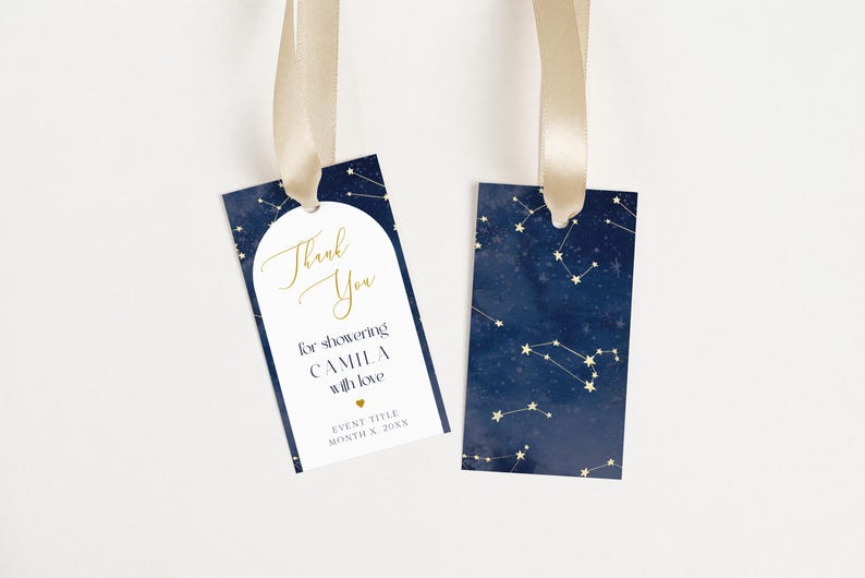 Editable Celestial Gift Tags Printable Starry Night Favor Label Bridal ...