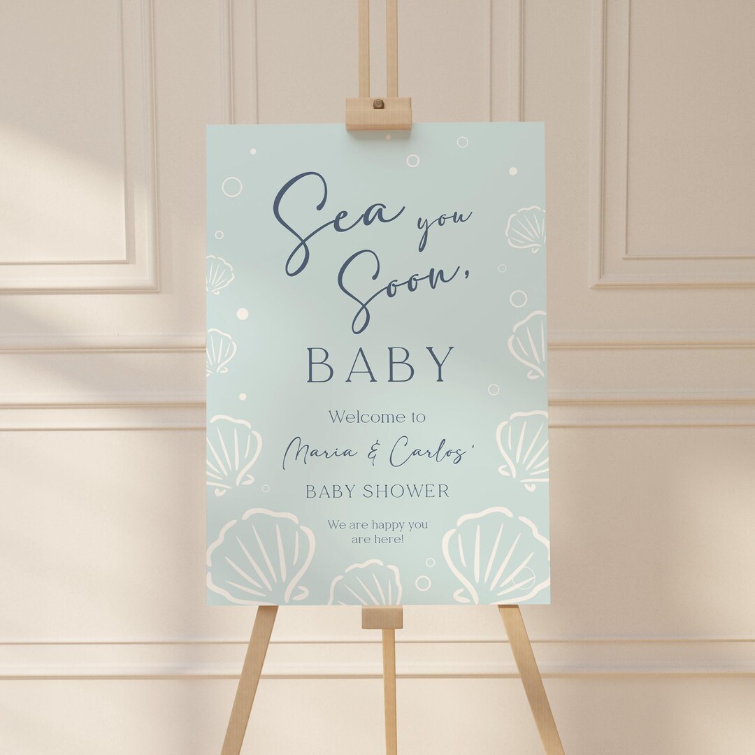 Editable Welcome Sign Sea You Soon Baby Shower Ocean Sign Printable ...