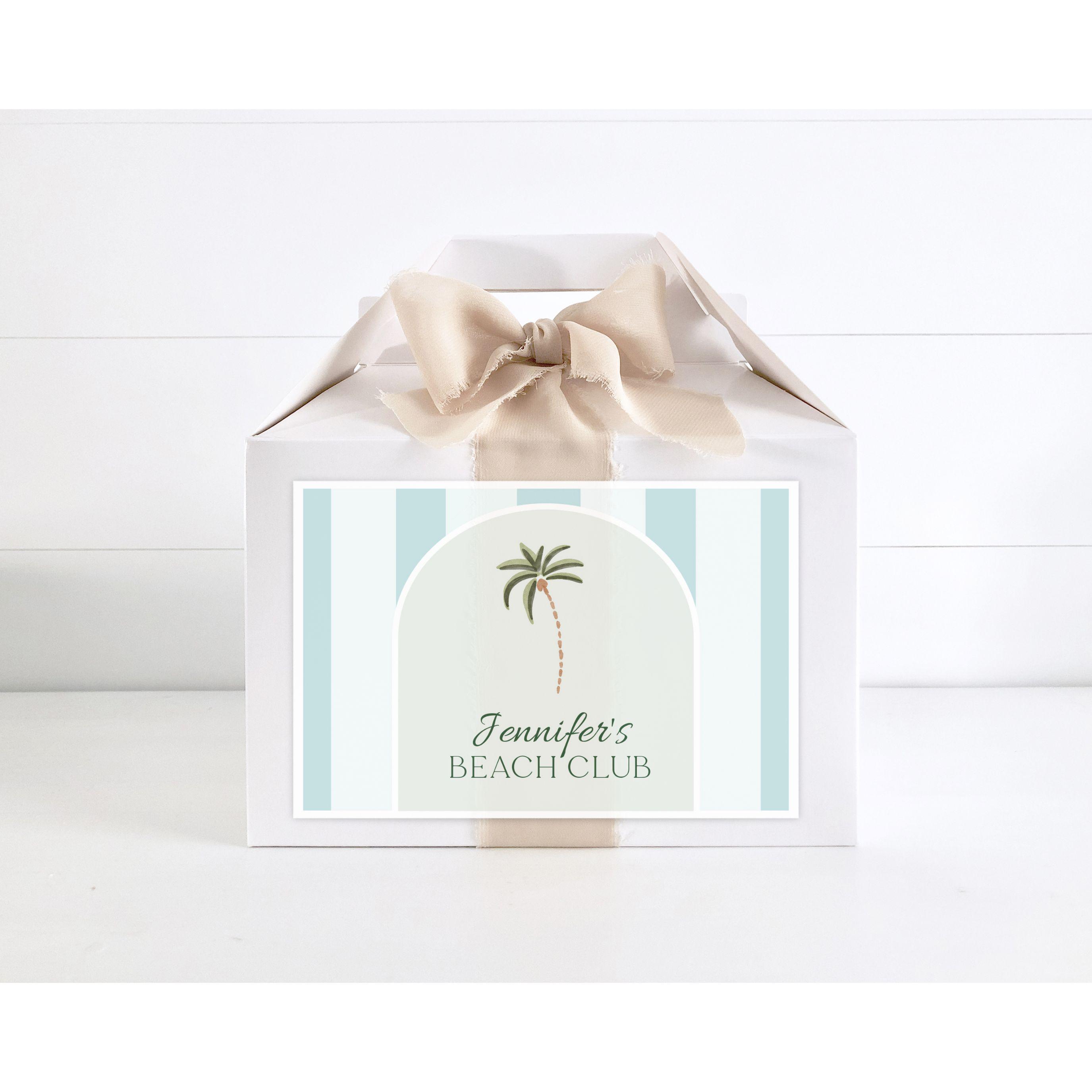 Editable Round Sticker Beach Club Birthday Label Printable Cabana Theme ...