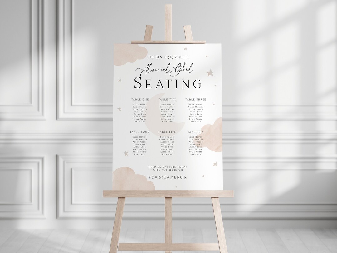 Printable Twinkle Twinkle Little Star Gender Reveal Seating Chart ...