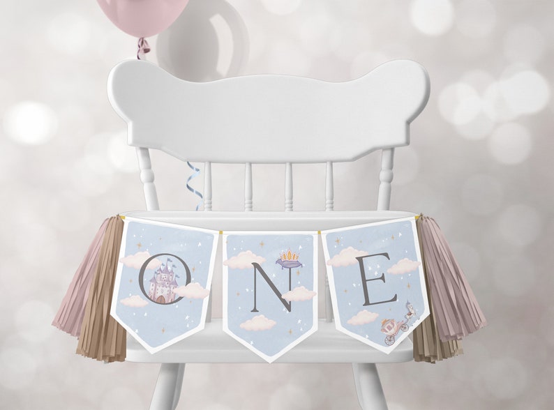 Editable Princess High Chair First Birthday Bunting One Year Printable ...