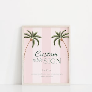 Editable Cabana Table Sign Beach Club Birthday Custom Sign Printable ...