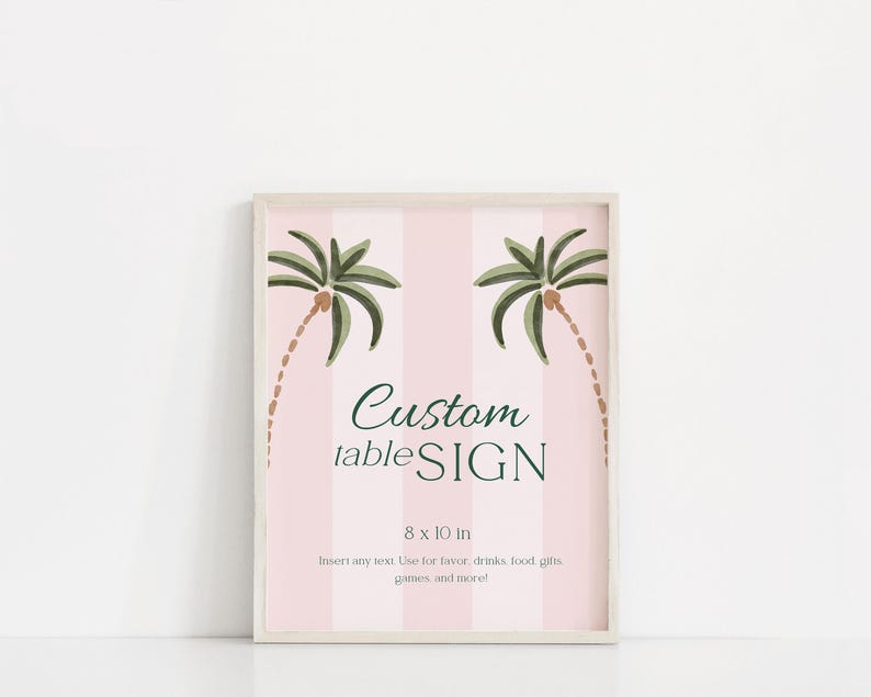 Editable Cabana Table Sign Beach Club Birthday Custom Sign Printable ...