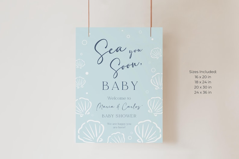 Editable Welcome Sign Sea You Soon Baby Shower Ocean Sign Printable ...