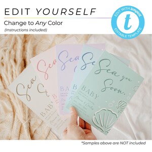 Editable Sea You Soon Baby Shower Invitation Printable Coastal Blue ...