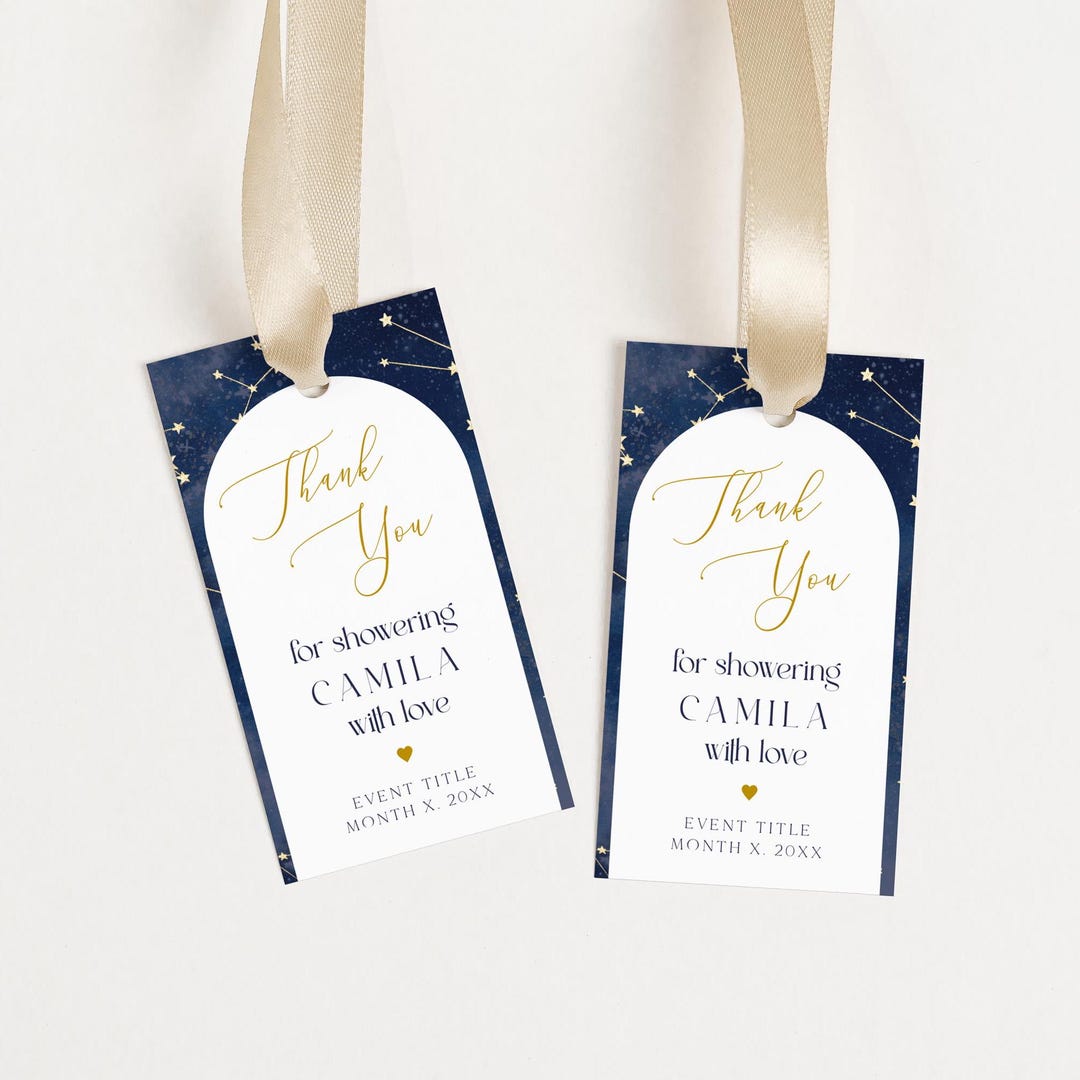 Editable Celestial Gift Tags Printable Starry Night Favor Label Bridal ...