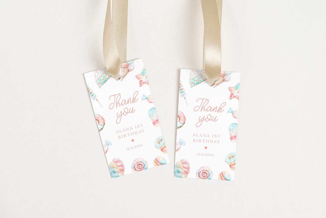 Editable Candyland Gift Tags Printable Favor Tag Template Donuts ...