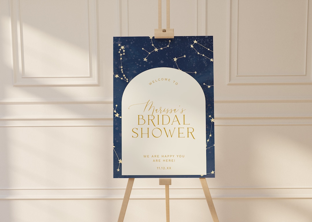 Editable Celestial Welcome Sign Bridal Shower Printable Starry Night ...