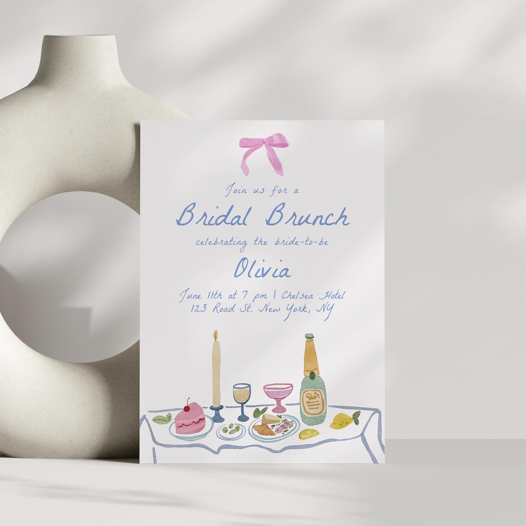 Editable Bridal Brunch Han-drawn Invitation Printable Coquette Bridal ...