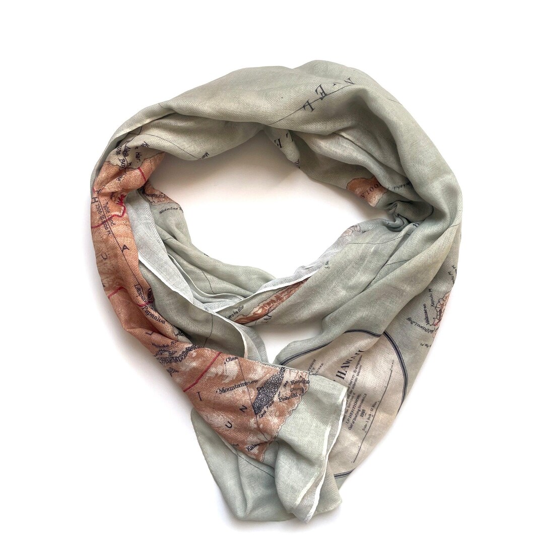 Hawaii, HI Vintage State Map Scarf - Etsy