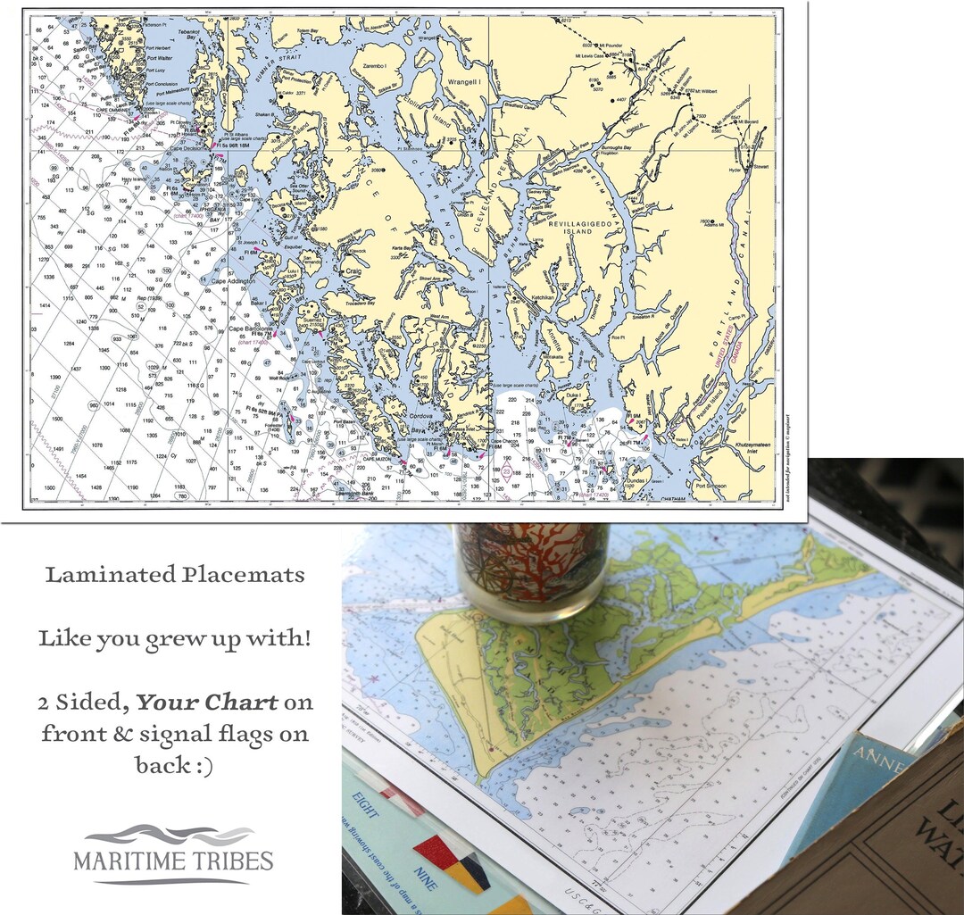 Craig, AK Nautical Chart Placemats, Set of 4 - Etsy