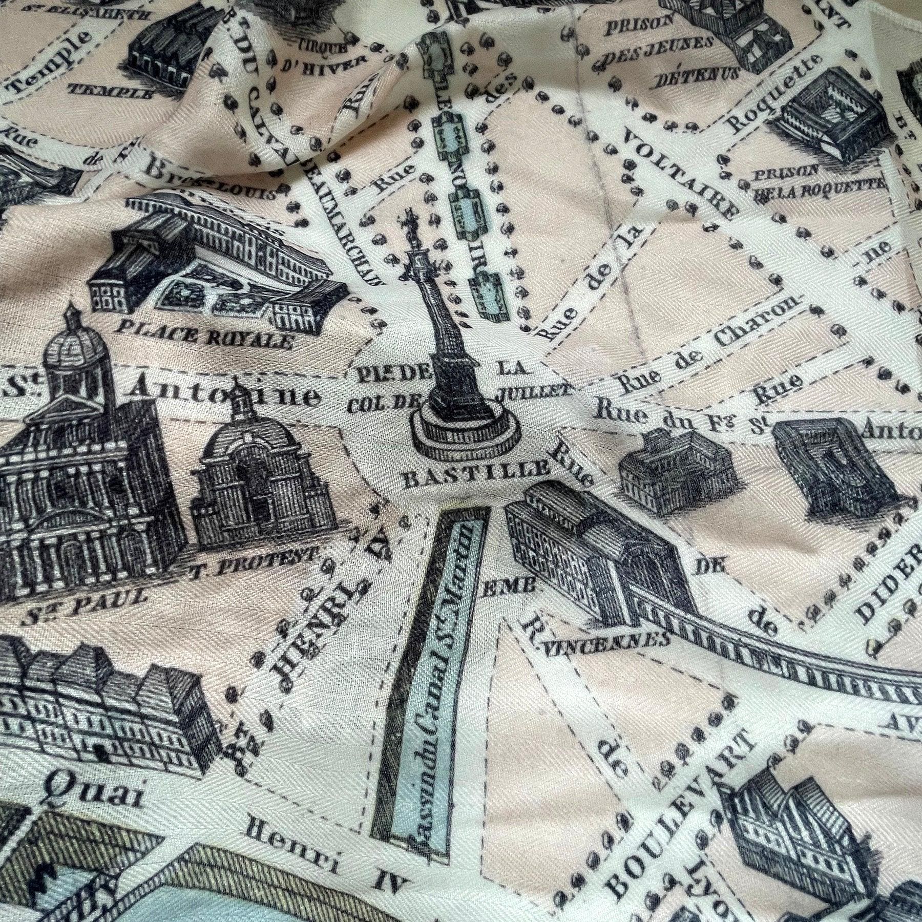Paris Vintage Birdseye Map Scarf - Etsy