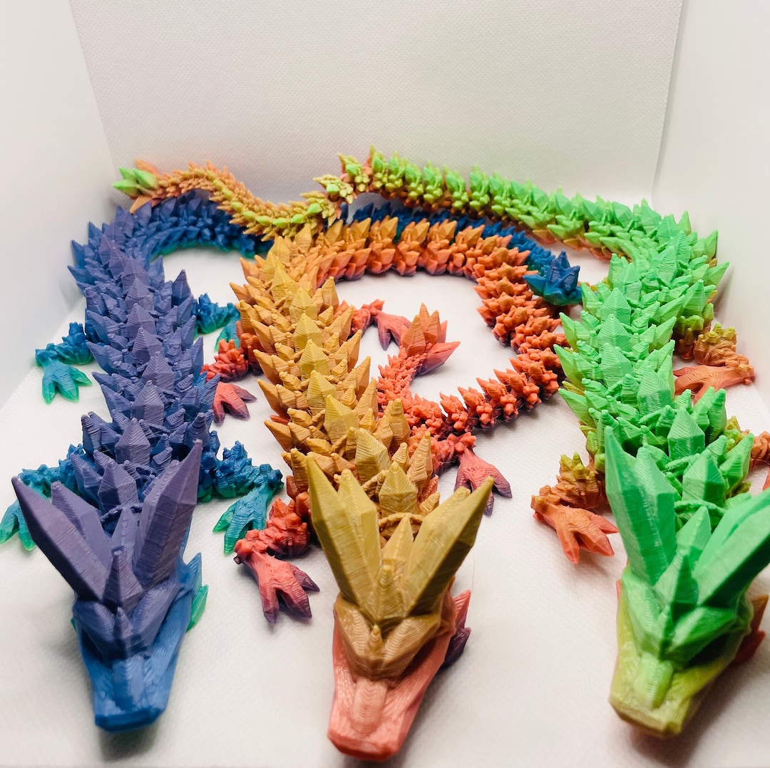 Rainbow Crystal Dragon 3D Printed Fidget Toy 18" Long **** Free ...