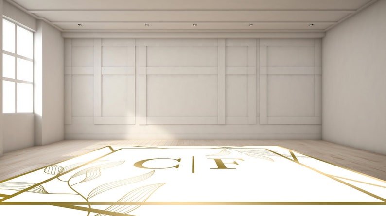 Gold Frame and Leaves Design | Custom Monogram | Wedding Dance Floors ...