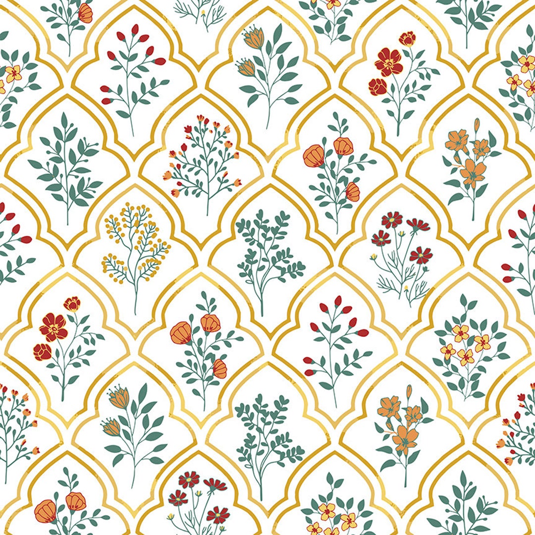 Botanical Floral Dance Floor Design, Yellow Gold. DIGITAL DESIGN ONLY ...