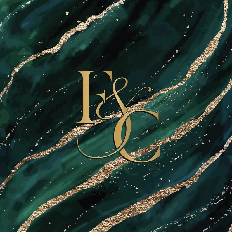 Custom Monogram Dance Floor Green, Gold Marble Design Wedding Dance ...