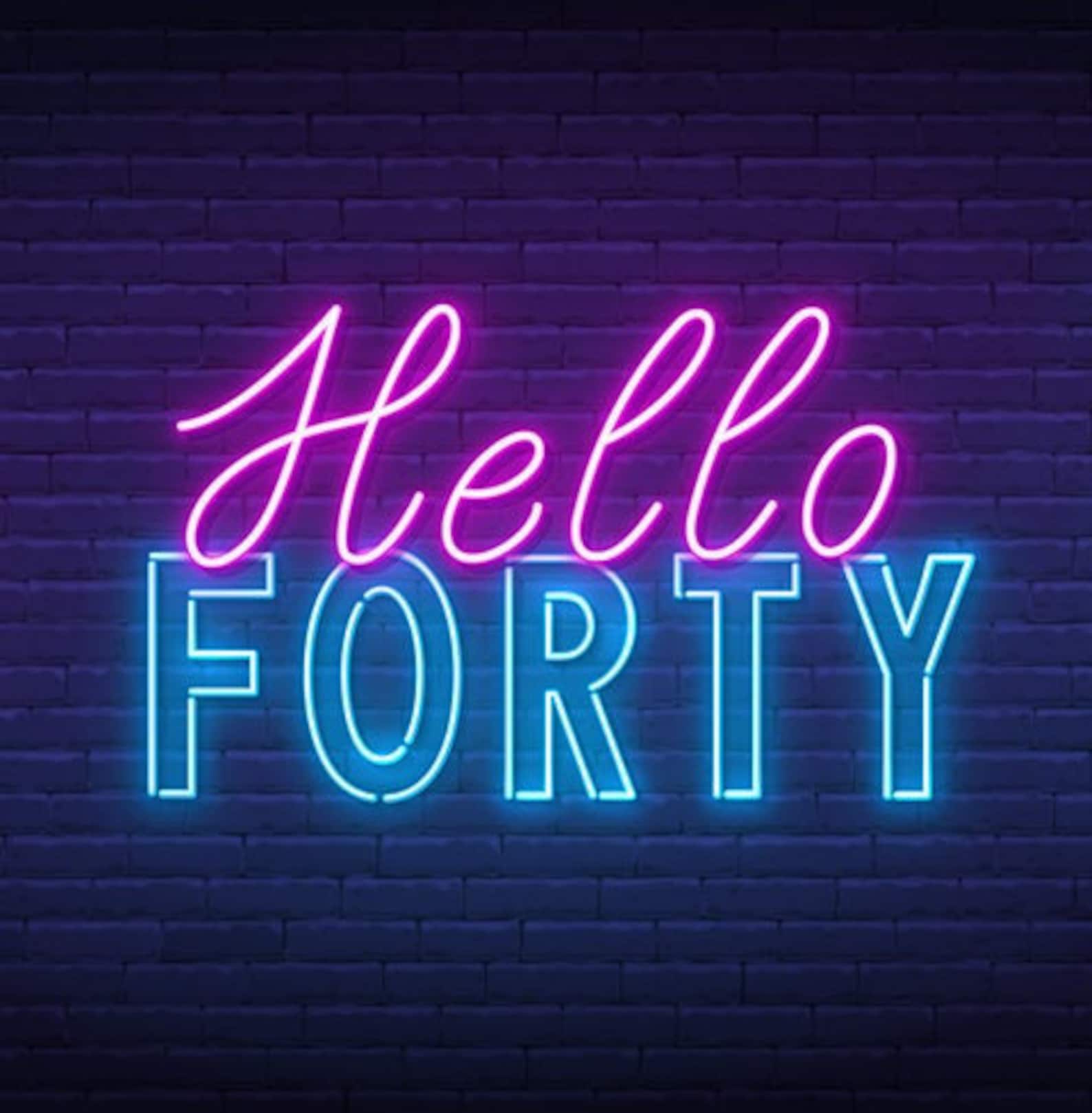 Hello Forty Dance Floor Design | Neon 40th Birthday Floor | Modern ...