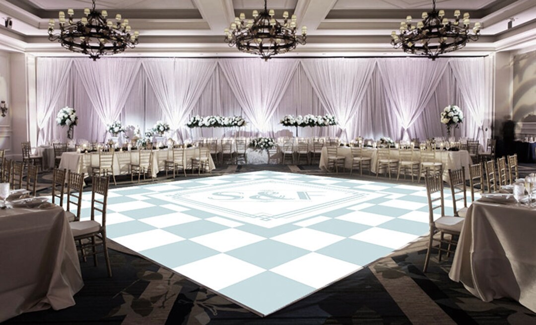 Light Blue Checkered Diamond Dance Floor Wedding Design - Etsy
