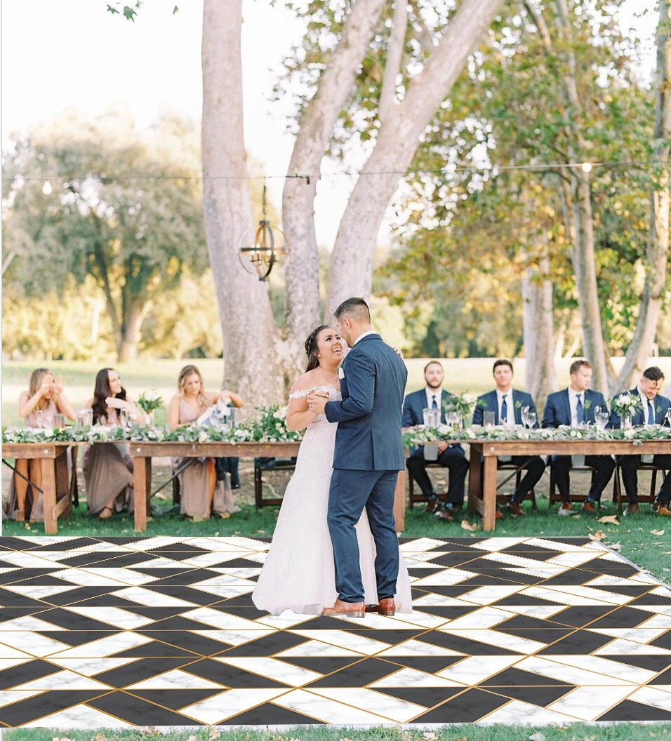 White and Black Marble Retro Dance Floor Wedding Dance Floors Floor ...