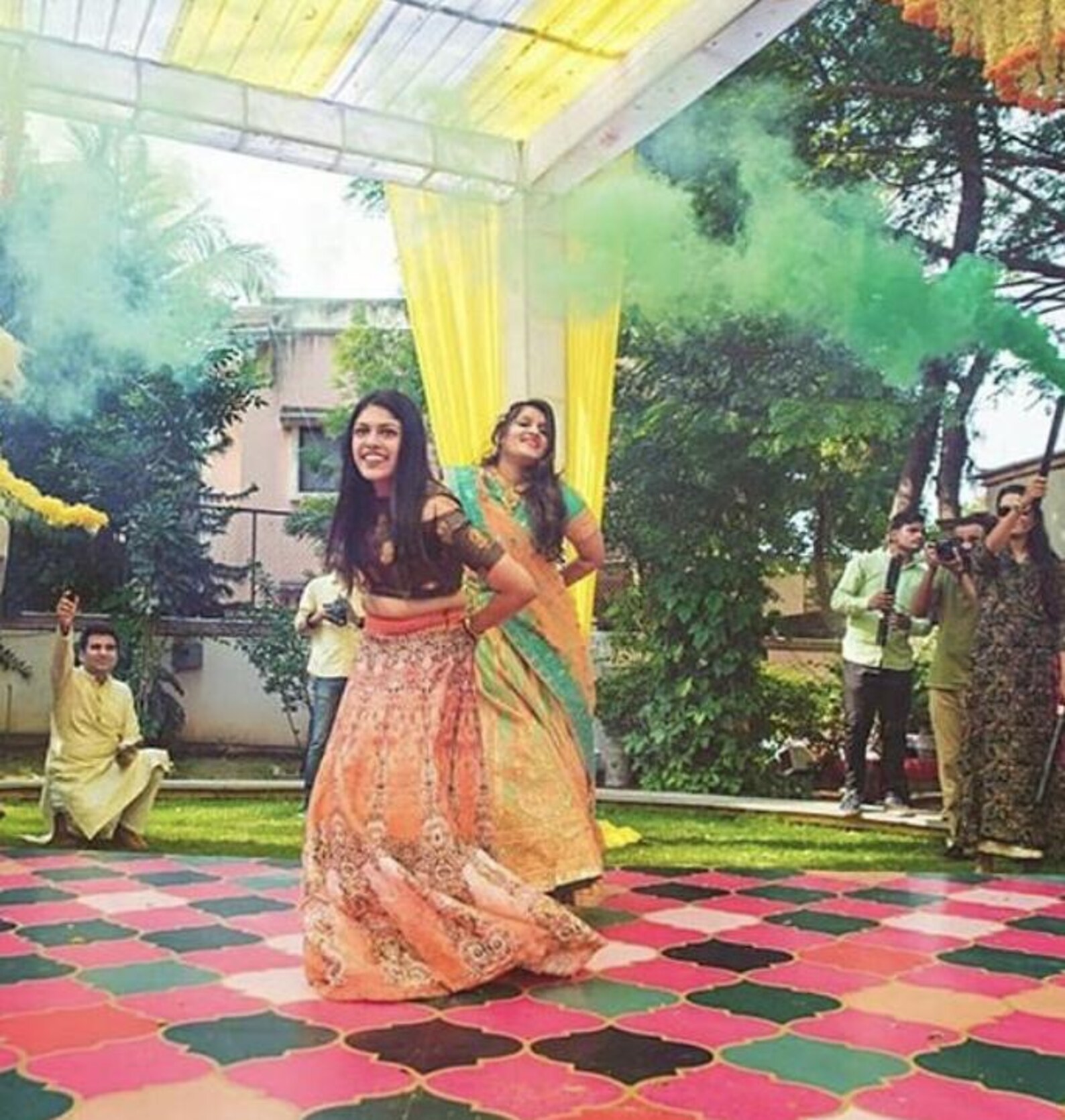 Traditional Indian Design sangeet Dance Colorful Pattern Pink, Orange ...