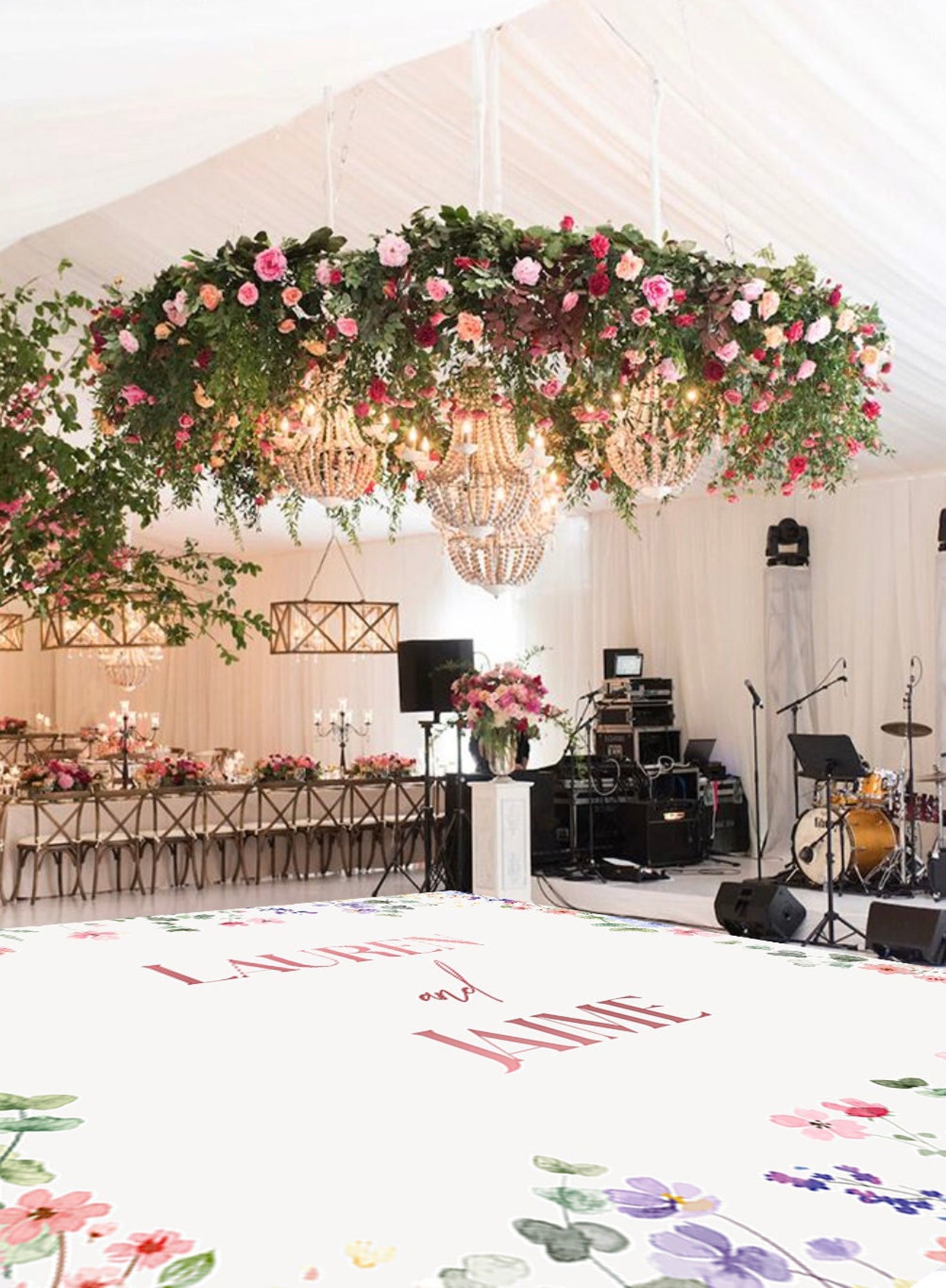 Spring Pattern Dance Floor Design, Botanical Illustration. Rose Gold - Etsy