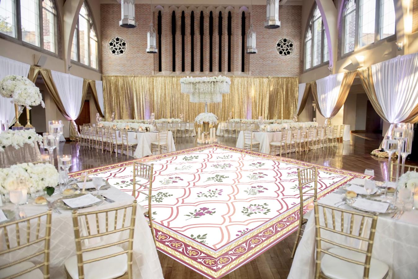 Botanical Floral Dance Floor Mughal Art Flower Bunch Sangeet Dance ...