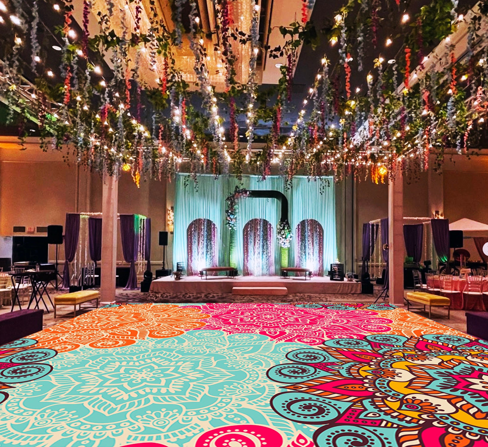 Sangeet Indian Wedding Tradition Dance Floor Design Hand Drawn ...