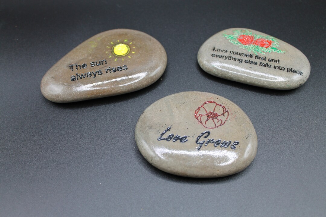 Encouraging Words Etched in Stone, Gloss Finish. - Etsy