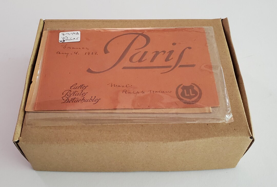 Vintage French Carte Postale Postcards of Paris Glued to Kraft Brown ...