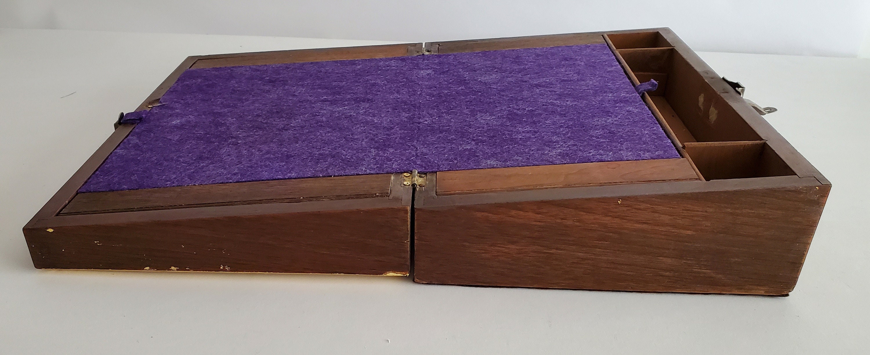 Vintage Wooden Slope Writing Desk / Victorian Lap Desk Embellished With ...