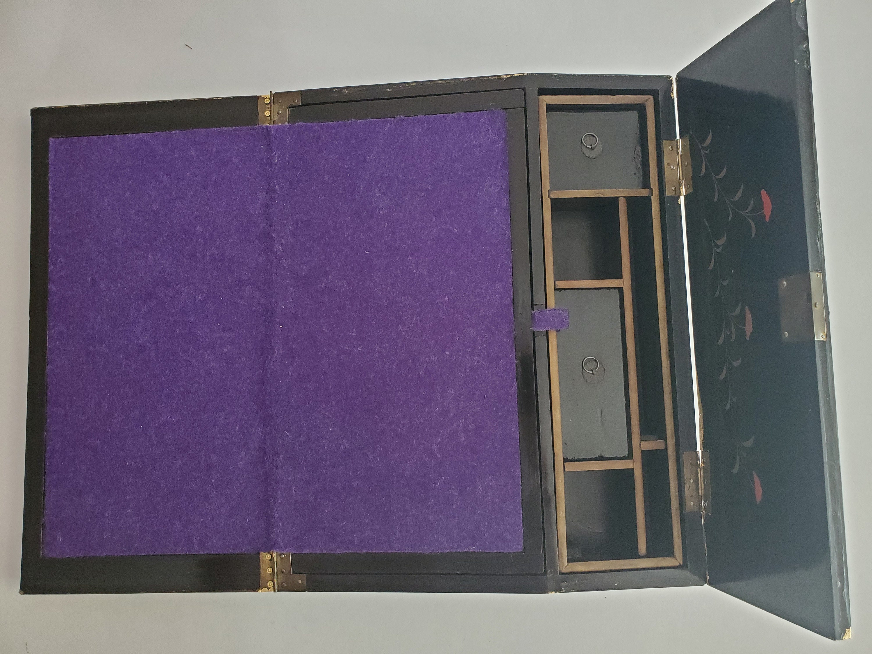 Vintage Wooden Slope Writing Desk / Victorian Lap Desk Embellished With ...