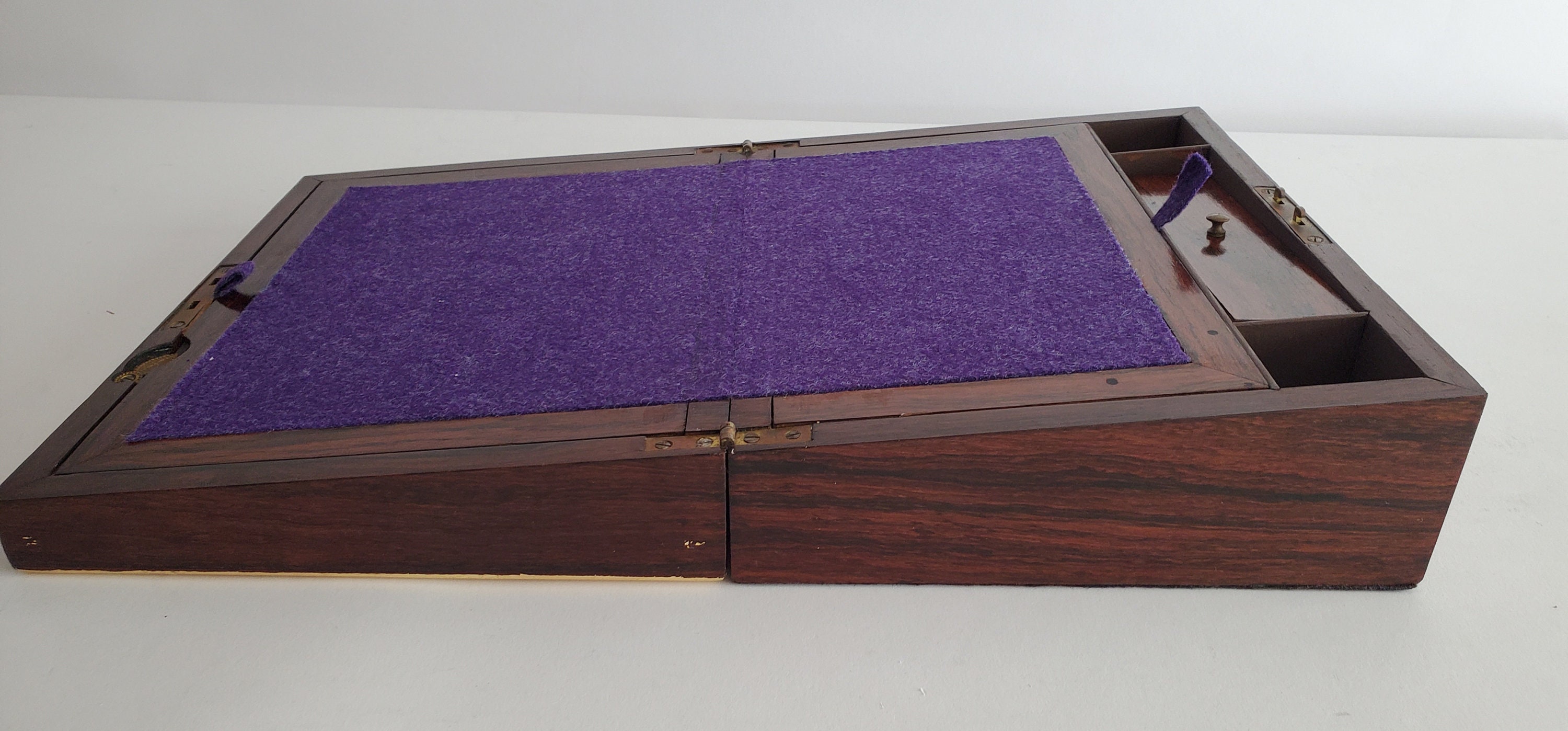 Vintage Wooden Slope Writing Desk / Victorian Lap Desk Embellished With ...